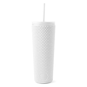 Simple Modern Plastic Matte Studded Tumbler with Lid and Straw | Reusable BPA Free Iced Coffee Cups Double Wall Smoothie Cup | Gifts for Women Men Him Her | Classic Collection | 24oz | Winter White