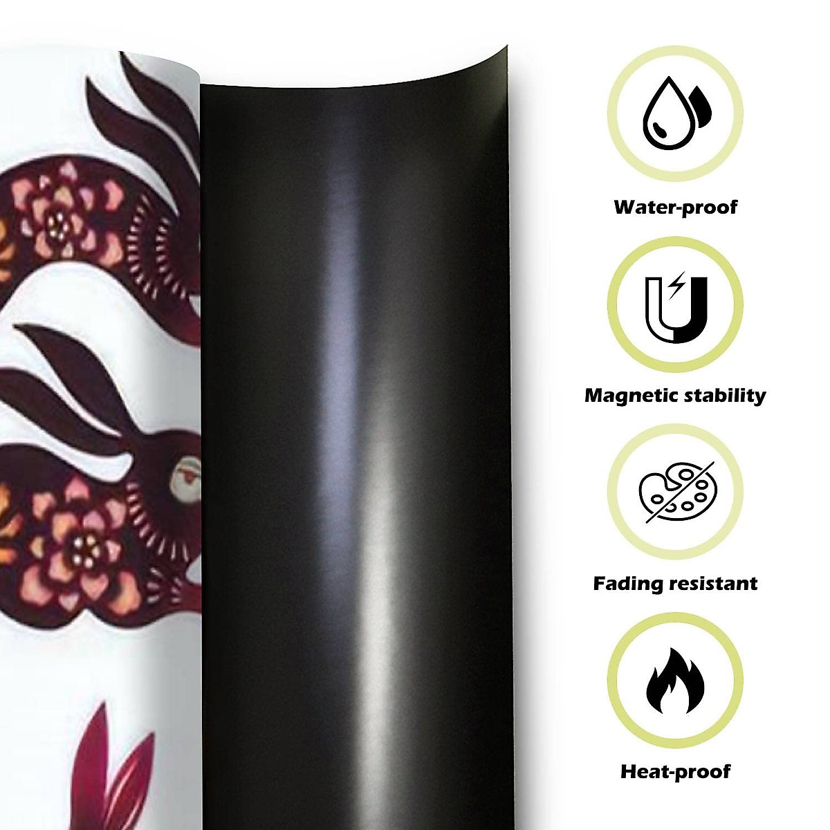 Dishwasher Magnet Cover Chinese Zodiac Rabbit Design Magnetic Refrigerator Stickers Decorative Appliance Cover Fridge Panels Metal Door Garage 23" Wx26 H