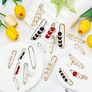 Hicarer 18 Piece Pearl Brooch Pins Women Decorative Safety Pins Clothing Shawl Clips Artificial Pearls Brooch Elegant Pearl Cardigan Collar Brooch Clips for Women Dress Skirt Sweater(Retro Style)