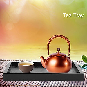 Solid Wood Serving Tray Rectangle Shape Tea Coffee Drinks Plate Snack Food Meals Breakfast Restaurant Platter Dining Tableware(8.66 x 5.91 inch)