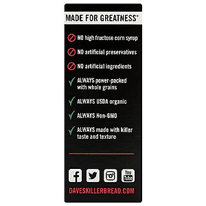 Dave's Killer Bread Organic Snack Bar, Trail Mix Crumble, 19g Whole Grains, No Artificial Ingredients or Preservatives, Kosher, USDA Certified Organic, Non-GMO, 4 Count, 7 Ounce (Pack of 6)