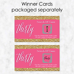 Big Dot of Happiness Chic 30th Birthday - Pink and Gold - Birthday Party Game Scratch Off Cards - 22 Count