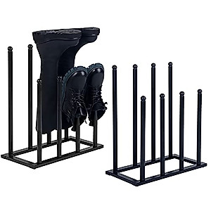 MyGift Modern Black Metal Entryway Boot Rack Organizer, Freestanding Shoe Rack and Tall Boot Shaper Storage Stand Holds up to 4 Pairs of Tall Boots, Set of 2
