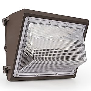 JJC 65W LED Wall Pack Dusk to Dawn Sensor Light Outdoor Commercial Lighting 7800LM 5000K Waterproof for Yard Garage Pathway