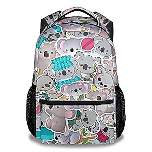 WARMRUG Koala Girls Backpack for School, 16 inch Grey Backpacks for Kids, Cute Lightweight Bookbag for Middle School