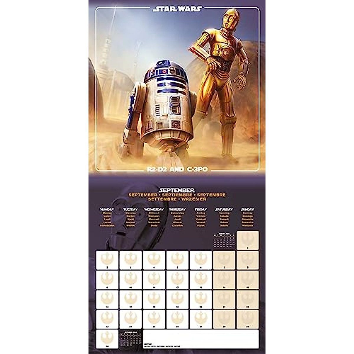 Star Wars Calendar 2024 (Classic Design) - Month to a View Planner 30cm x 30cm - Official Merchandise