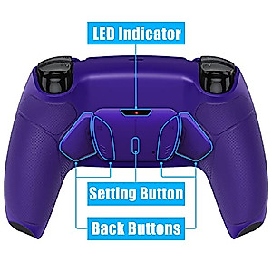 eXtremeRate Galactic Purple Rubberized Grip Programable RISE4 Remap Kit for PS5 Controller BDM-010 BDM-020, Upgrade Board & Redesigned Back Shell & 4 Back Buttons for PS5 Controller -NO Controller