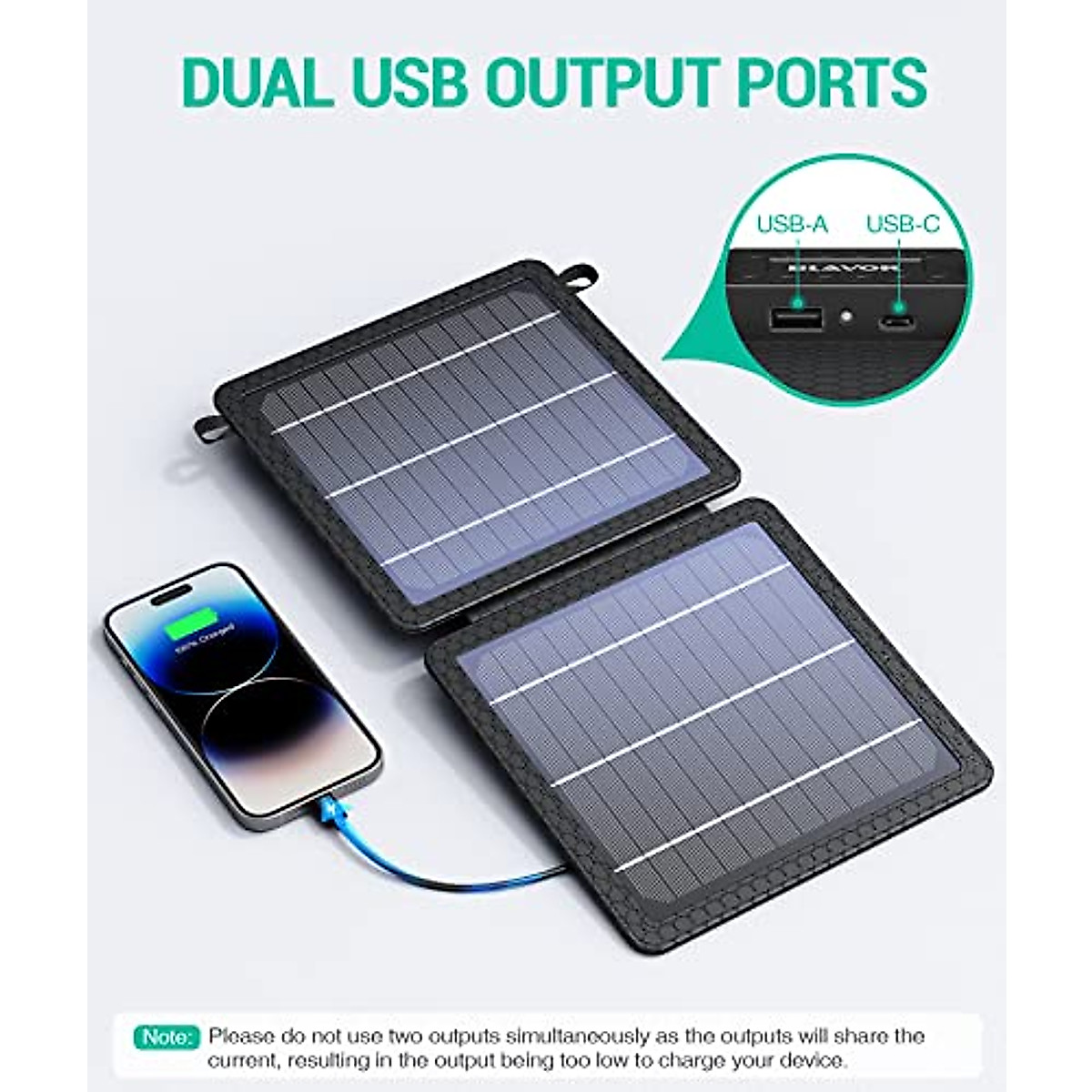BLAVOR 10W Portable Solar Charger(5V/2A Max), Waterproof IP65 Foldable Solar Panel with Dual Smart USB Output Compatible with iPhone Xs/X/8/7, iPad, Samsung for Outdoor Hiking Camping Backpacking