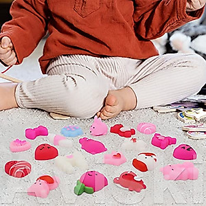 100PCS Valentines Day Mochi Squishy Toys, Mini Kawaii Squishies Soft Fidget Toys Stress Squeeze Toys Party Bags Filler, Small Stocking Stuffers for Classroom Prizes Boys Girls Birthday Exchange Gifts