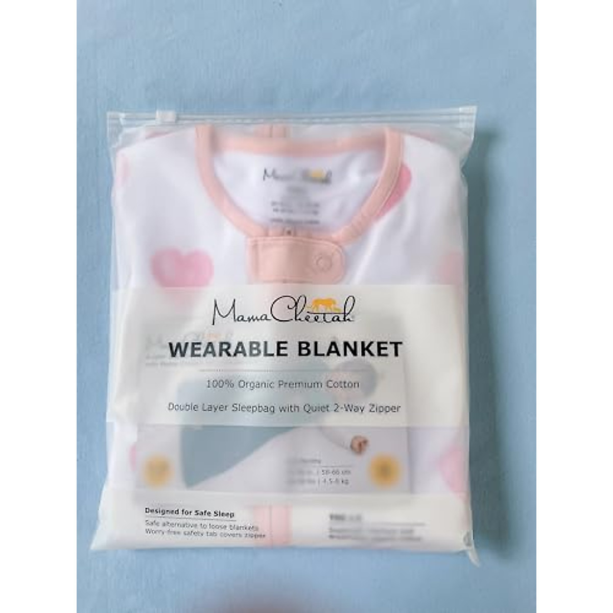 Mama Cheetah Baby Sleep Sack 0.5 TOG, Organic Cotton Baby Wearable Blanket with Two-Way Zipper, Swaddle Transition Baby Sleeping Bag for Newborn Infant Toddler Boy Girl, 6-12 Months