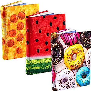 Jumbo, Stretchable Book Cover Food Design 3 Pack. Fits Most Hardcover Textbooks up to 9 x 11. Adhesive-Free, Nylon Fabric Protectors are A Needed School Supply for Students. Washable and Reusable.