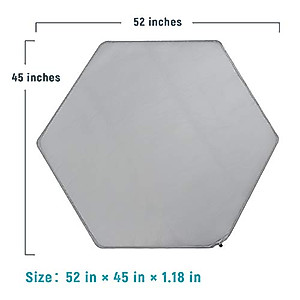 Minnebaby Hexagon Playpen Mat Compatible with hiccapop Portable Playpen & Regalo Play Yard, Self Inflating Playard Pad, Comfortable and Portable Playmat with Carrying Bag - Grey