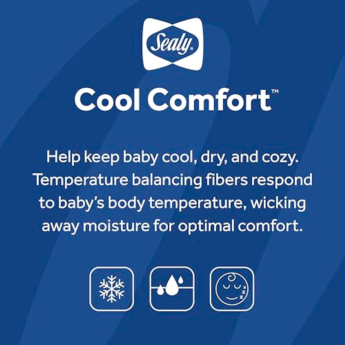 Sealy Baby Cool Comfort Fitted Waterproof Infant Cooling Crib Mattress Protector Pad and Toddler Bed Cover, Durable and Comfortable Topper, Machine Washable and Dryer Friendly, 52” x 28”- White