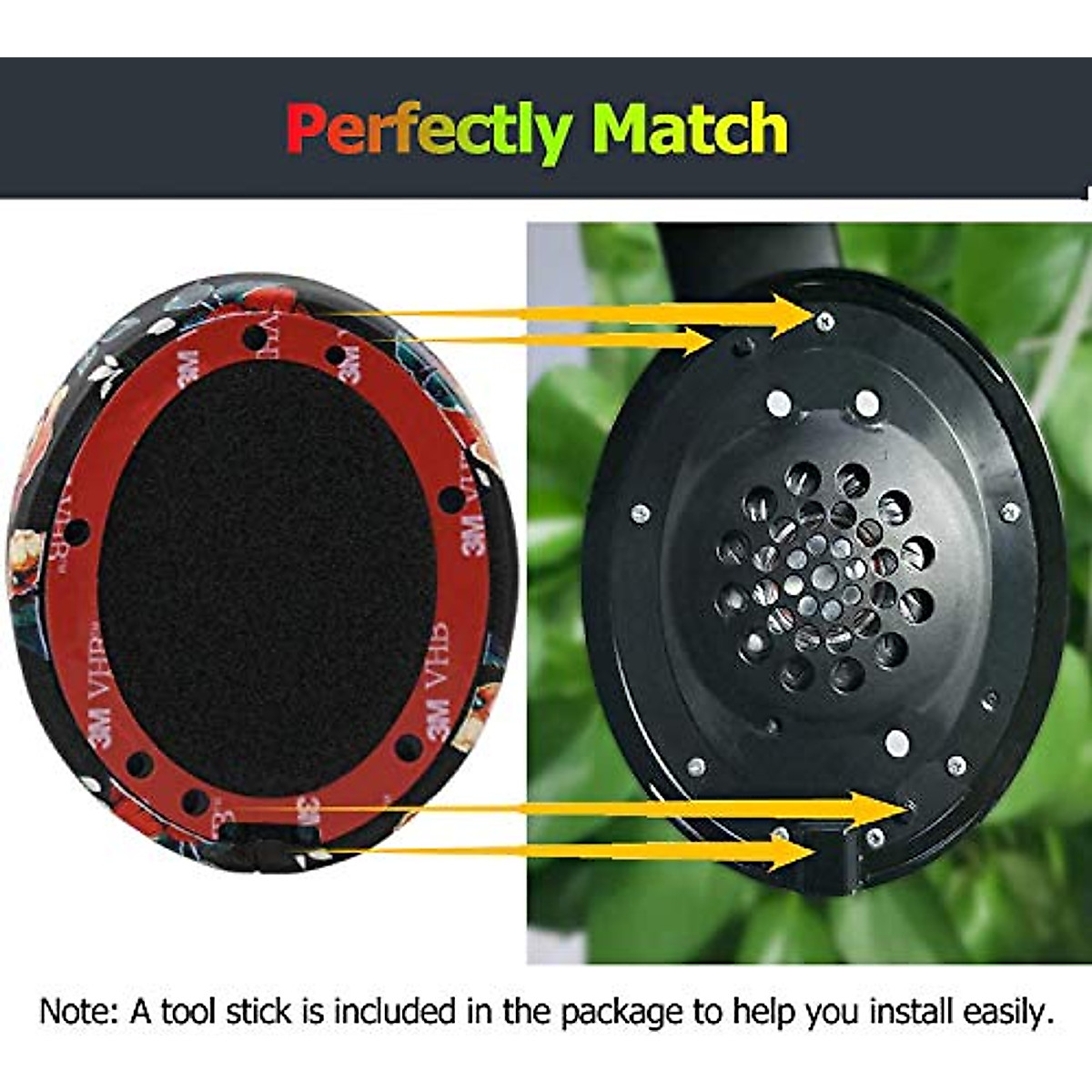 Beats Studio 3 Ear Pads, BUTIAO Replacement Protein Leather Earpads Memory Foam Ear Cushion Cups Repair Parts for Beats Studio 3 Studio 2 Wireless Wired Headphones by Dr.Dre - Black Floral