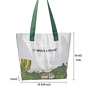 RVGUARD Clear Tote Bag, 13-3/8” x 14-1/2” x 4” Reusable Grocery Bag, RV Style Multipurpose Shopping Tote, Daily Utility Bag