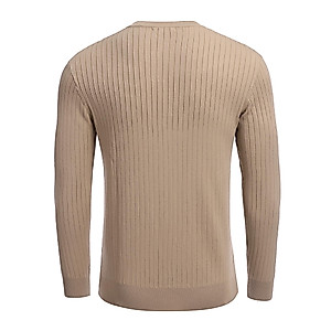 COOFANDY Men's Long Sleeve Knit Henley Shirts Casual Henley T-Shirts Lightweight Ribbed Sweater Khaki