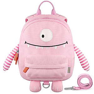 GAGAKU Mini Toddler Backpack for Girls 2-5 Years, Anti-Lost Preschool Backpack with Leash - Pink