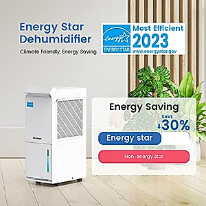 Vellgoo 3,200 Sq.Ft Energy Star Dehumidifier for Basement with Drain Hose, 36 Pint DryTank Dehumidifiers for Large Room, Suit for Garden Hose, Intelligent Humidity Control, 24H Timer White