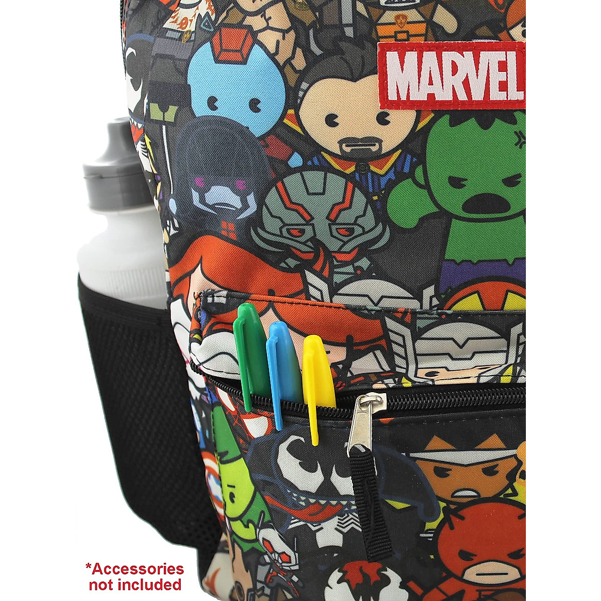 Marvel Kawaii Avengers Boys Girls 16" School Backpack (One Size, Charcoal Grey)