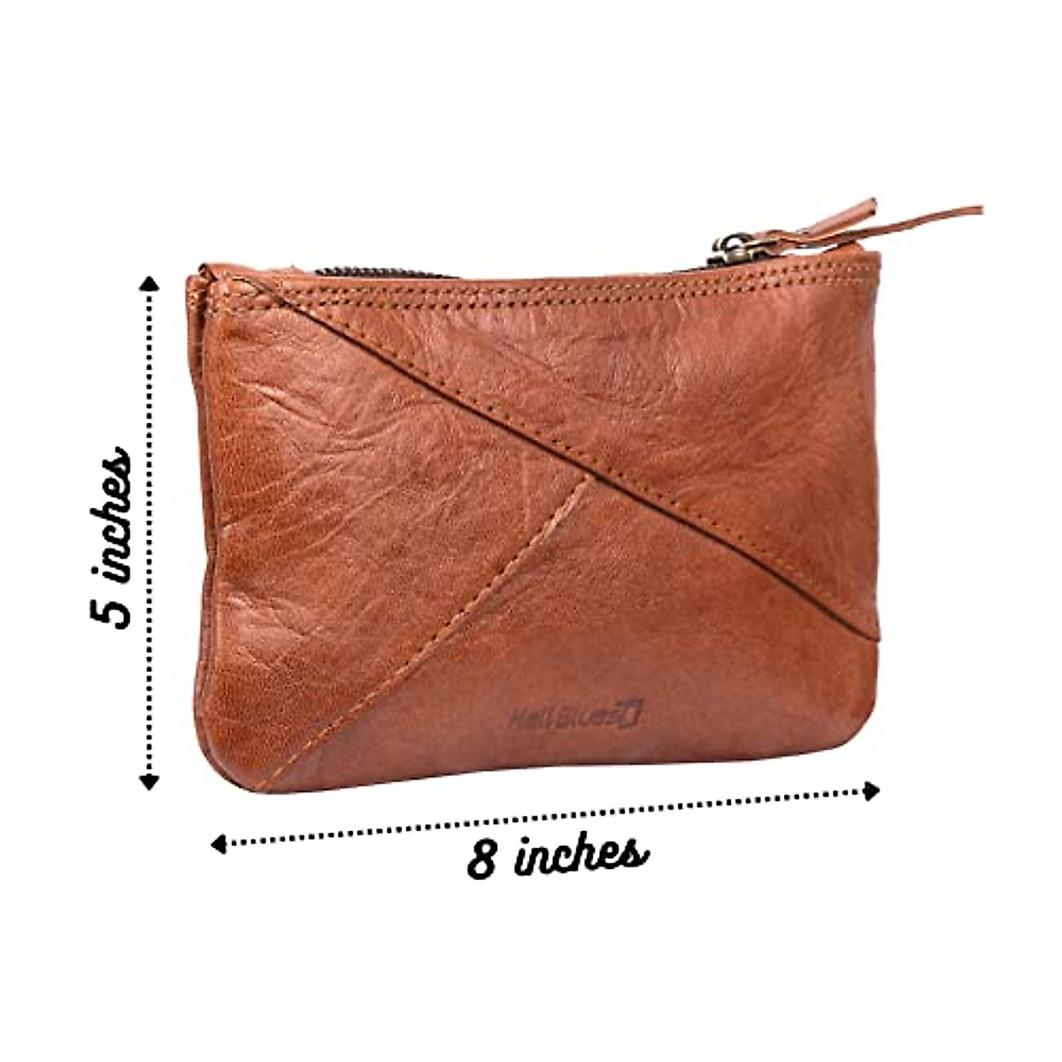 Hell Blues Genuine Leather Pencil Case Handmade Zippered Pouch Practical Pen Cases for Adults & Students - Unique Design ~ 8" x 5" inches