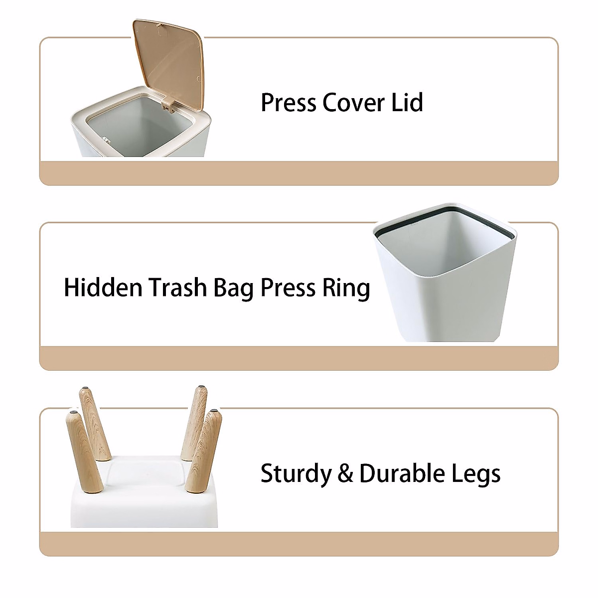 Small Trash Can with Lid Halloween seamless pattern Halloween party Cute ghosts web pumpkins Wastebasket with Press Cover Dog Proof Garbage Can Waste Bin for Kitchen Bathroom Nursery 2.6 Gallon