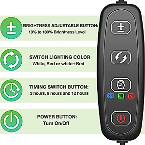 BAEDAOD Grow Lights for Indoor Plants, 6000K 135 LEDs Grow Light for Seed Starting with Full Spectrum, Clip Plant Lights with Flexible Gooseneck，3/9/12H Timer, 10 Dimmable Levels, 3 Switch Modes