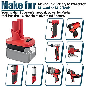 BTRUI for Milwaukee M12 Battery Adapter, Convert for Makita 18V Battery to for Milwaukee M12 12V Battery Tools