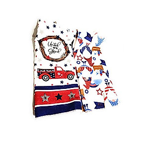Set of 2 Decorative Patriotic 4th of July Gnomes Kitchen Towels, 15x25 in