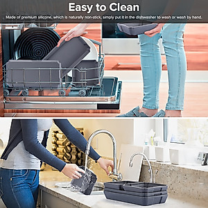 Silicone Sheet Pan Dividers for Cooking, No Stick Easy to Clean Silicone Baking Trays Pans for Oven Air Fryer with a Sheet Pan (4 Dividers, 1 Pan)