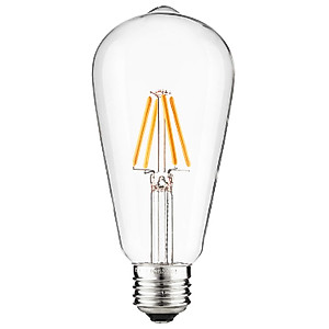 Sunlite LED ST19 Filament Style Edison Light Bulb, 4.5 Watts (40W Equivalent), 400 Lumens, Medium Base (E26), Dimmable, UL Listed, 2700K Soft White, 1 Pack