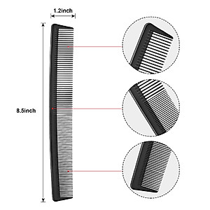 3 Pack Black Carbon Barber Fiber Cutting Comb,Fine Tooth Hair Comb,Hairdressing Styling Combs,Heat Resistant Combs,Styling Combs for Salon (Style G)