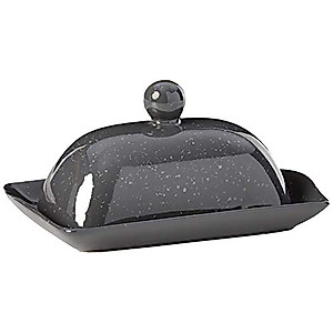 Boston Warehouse Speckleware Covered Butter Dish, Standard, Charcoal Grey
