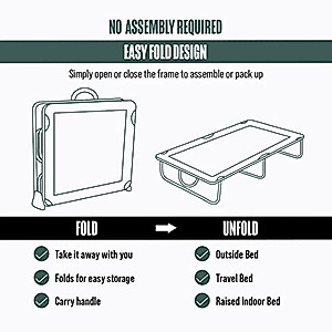 Dazy Dog Elevated Folding Pet Bed Outdoor Waterproof (Large, Black)