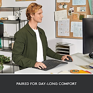 Logitech ERGO K860 Split Wireless Keyboard with wrist support and Lift Left Vertical Ergonomic Mouse, Left-handed, Bluetooth, USB receiver, Quiet, Windows/macOS/iPadOS, Laptop, PC - Graphite