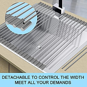 Haydyson Roll Up Dish Drying Rack, 17.5" x 15.7", Multipurpose Sink Drying Rack, Stainless Steel Sink Rack Dish Drainer Heat Resistant Dish Racks for Kitchen Counter
