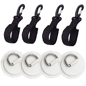 4 Pieces Kayak Paddle Sup Paddleboard Keeper Paddle Clip Paddle Holder Include 4 Pieces D-Ring Patch for PVC Inflatable Boat &Sup Paddleboard (White)