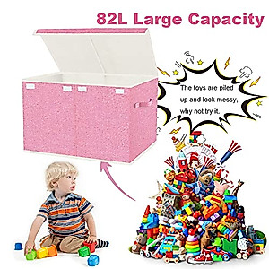 VERONLY Large Toy Box for Girls,Toy Chest for Kids -Collapsible Toy Storage Organizer with Lid Toy Bin Storage Organizer for Nursery, Playroom, Bedroom, Closet, Living Room, Kindergarten (Pink)