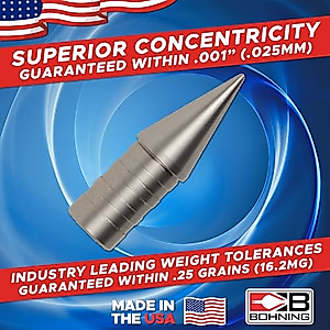 Bohning Match Grade Glue-in Points for Black Eagle® PS27, 250 Grain, 12pk