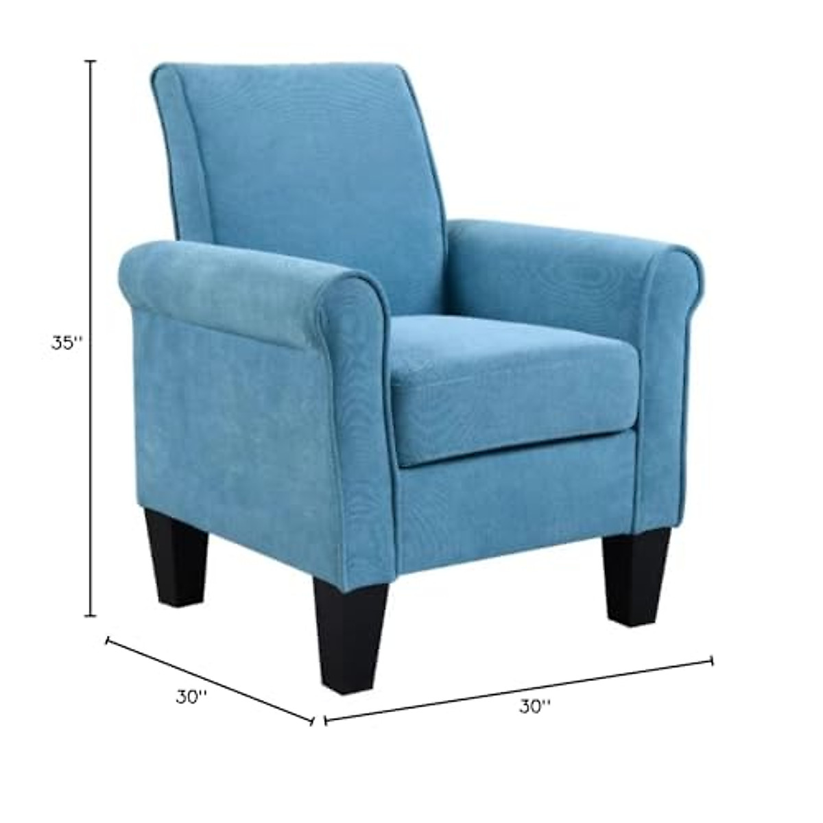 AnwickNomo Linen Fabric Upholstered Reclining Chair, Lounge Arm Chair, Comfy Single Sofa Chair for Reading, Living Room, Bedroom, Office，Waiting Room (Light Blue)