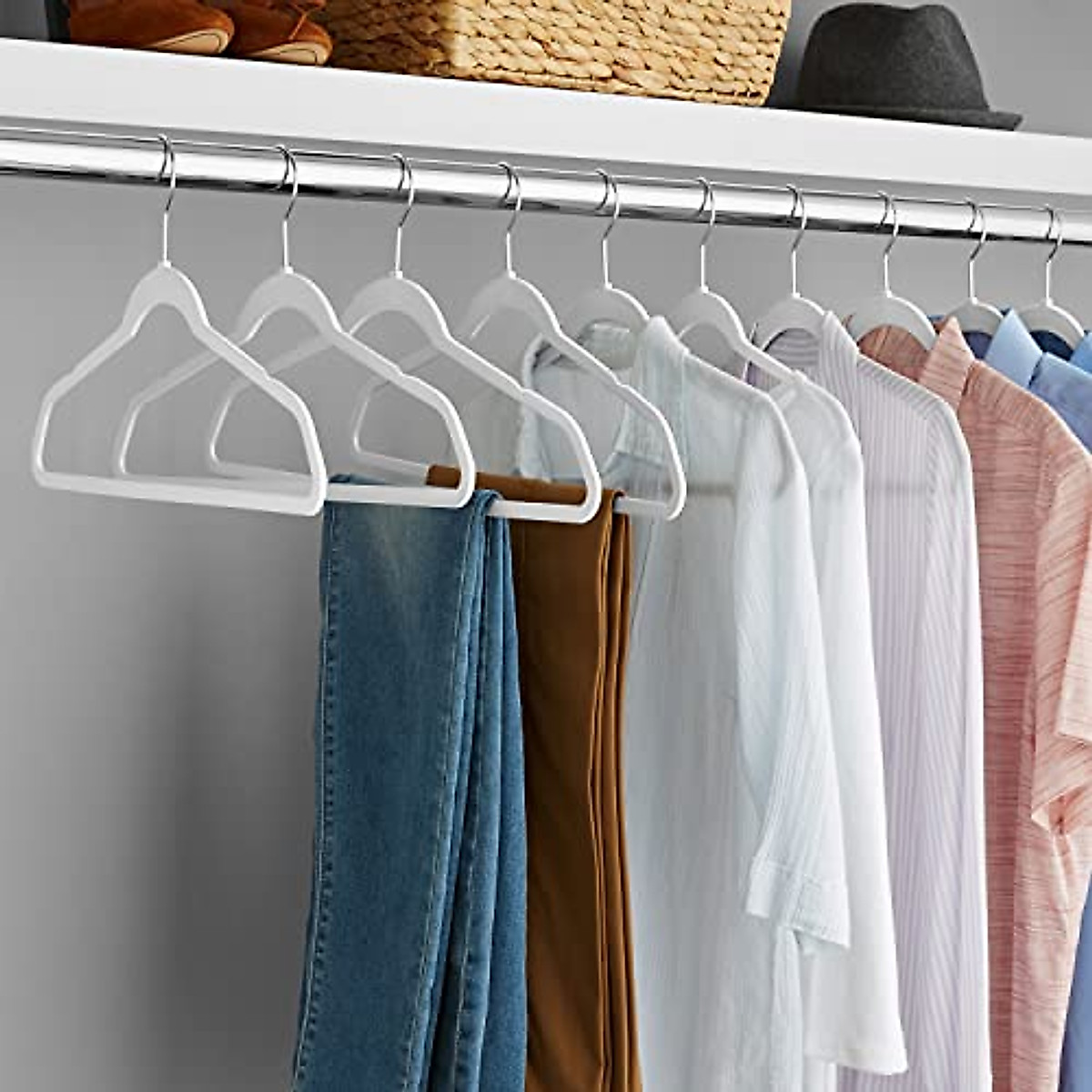 Velvet Clothes Hangers (50 Pack) Heavy Duty Durable Suit Hanger Vibrant Color Hangers Lightweight Space Saving Coat Hangers for Closet -White