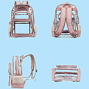 Asdomo Clear Backpacks, Heavy Duty Transparent PVC Bookbag with Adjustable Straps, See Through Backpack for College, Work, Security Travel & Sports