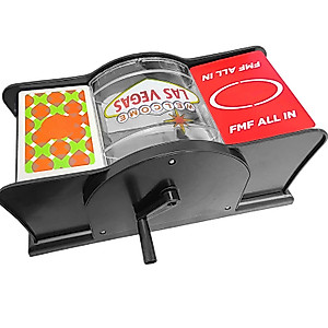 SANZHENG Card Shuffler 2 Deck, Playing Card Shuffler Manual for UNO Blackjack Texas Holdem Poker Home Card Games, Hand Cranked Card Shuffling Machine (Black)