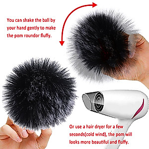 SIQUK 24 Pieces Faux Fur Pom Pom Balls with Elastic Loop DIY Fluffy Pom Pom Faux Fox Fur Pom Pom for Hats Beanie Shoes Scarves Gloves Bags Accessories（Soft Color）