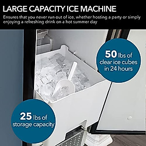 Whynter UIM-502SS Built-in/Freestanding Maker-50lb Capacity Clear Cube Ice Makers, One Size, Stainless Steel/Black
