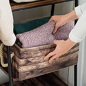 YOUDENOVA Storage Bins with Lids, Closet Storage Bins, Rustic Storage Boxes with Rope Handles, Set of 2