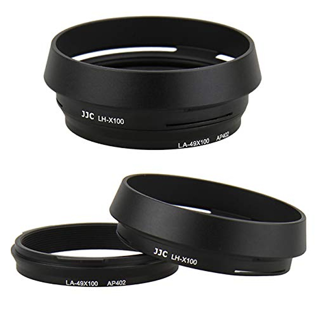JJC LH-JX100 BLACK Metal Lens Hood/ 49mm Filter Adapter Ring for Fujifilm X70 X100 X100S X100T X100F X100V, Fuji X100S, Fuji X100F, Fuji X100V Lense Hood Shade, Fujifilm LH-X100 Lens Hood Replacement