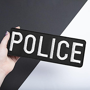 Police Federal Officer Embroidered Patch Set 4x10 and 2x5 Black Gray Hook Back