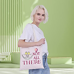CMNIM Alice Gift Movie Inspired Wonderland Cat Tote Bag Not All There Face Characteristic Cartoon Cat Lover Gift for Alice Fans (Not All There Tote Bag)