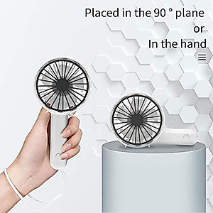 Omikaji Mini Handheld Fan, Folding Table Fan Pocket Fan with 180°Rotatable Flexible Stand, Ultra Quiet Rechargeable Portable Fan for Stroller Bike Camping BBQ Gym Office Room Car Traveling (White)