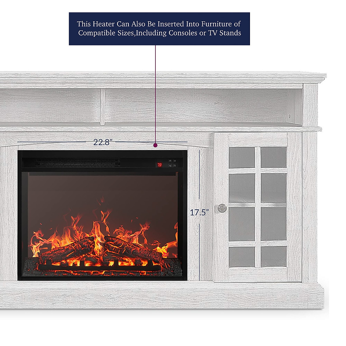 DELLA 23" Indoor Fireplace Heater, Electric Fireplace Insert, Recessed Fireplace Heater with Remote Control Adjustable Brightness, Timer, Automatic Temperature Control, Black